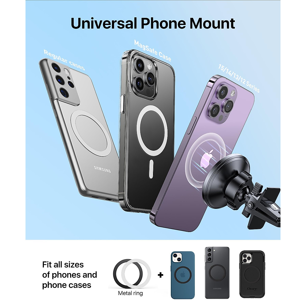 andobil Newest Magsafe Car Mount [Strongest Magnet, Military Sturdy & Never Slip] 360° Magnetic Air Vent Cell Phone Holder Car, Easy Used, Fit for iPhone 15 14 13 12 Pro Max Android Samsung S24 S23