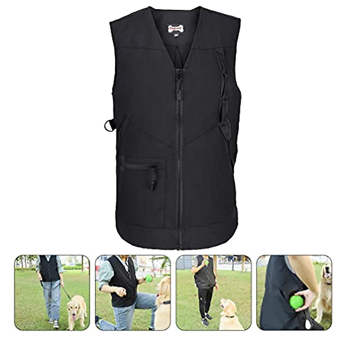 POPETPOP Dog Handler Training Vest with Multi Pockets Professional Dog Trainer Cloth Pet Owner Vest for Adults Size L
