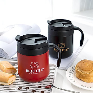 Everyday Delights Hello Kitty Stainless Steel Insulated Cup with Lid, 350ml (Black)