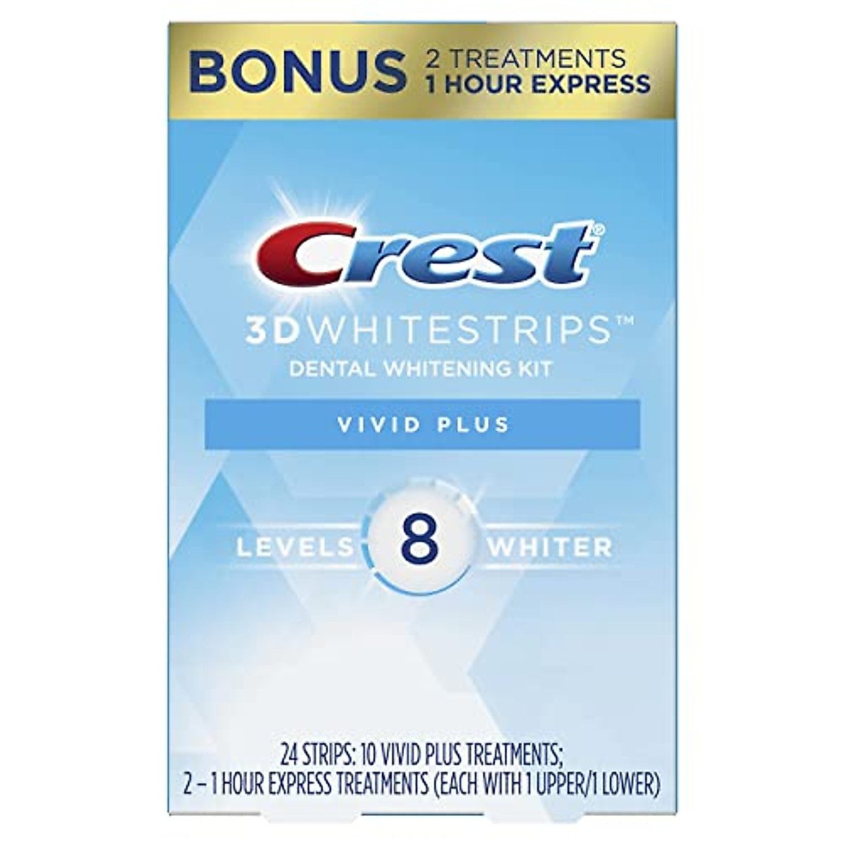 Crest 3D Whitestrips, Vivid Plus, Teeth Whitening Strip Kit, 24 Count (Pack of 1)