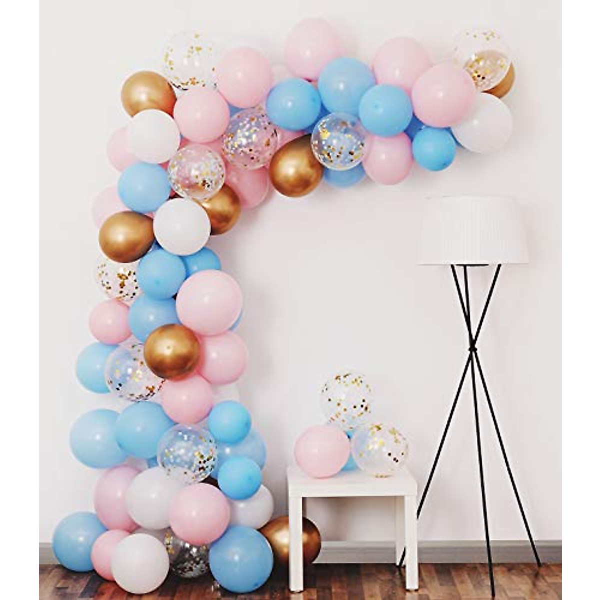 Gender Reveal Balloon Garland Kit, Gender Reveal Party Supplies Balloons Backdrop Including Light Blue Pink Gold Confetti Balloons for Gender Reveal Party Decorations