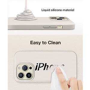 GONEZ for iPhone 14 Pro Case, with 2 Pack Screen Protector + 2 Pack Camera Lens Protector, Soft Anti-Scratch Microfiber Lining, Shockproof Protective Liquid Silicone Phone Cover 6.1'', Stone