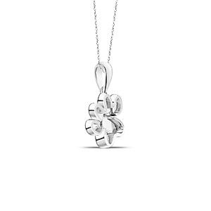 Diamond2Deal 10K White Solid Gold Diamond Dog Paw Print Pendant Rope Chain Necklace 18inch (1/8Ct/ I2,H-I)