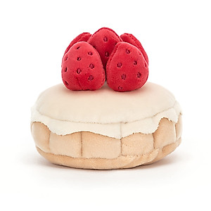 Jellycat Pretty Patisserie Tarte Aux Fraises Stuffed Toy, 4 inches | Pastry Plush | Great Gift Idea