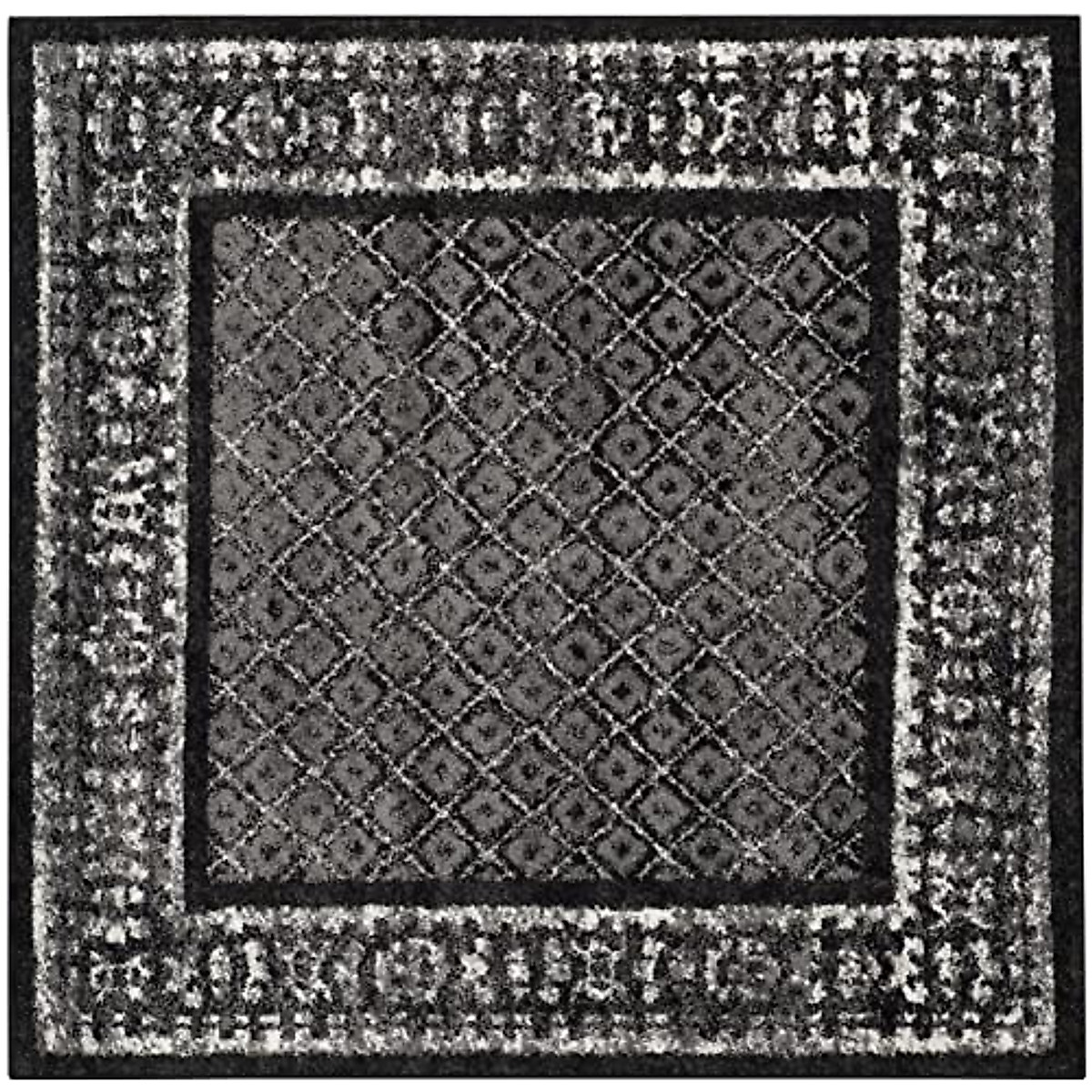 SAFAVIEH Adirondack Collection Area Rug - 4' Square, Black & Silver, Distressed Design, Non-Shedding & Easy Care, Ideal for High Traffic Areas in Living Room, Bedroom (ADR110A)