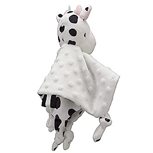Baby Security Blanket, Cartoon Security Blanket Stuffed Animal Soft Plush with Pacifier for Teething Period (Cow)