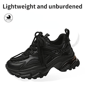 CHENSAN Women's Chunky Dad Shoes Fashion Sneakers Lightweight Breathable Platform Shoes Casual Walking Shoes (7,White)