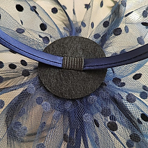 Fascinators Hats 20s 50s Pillbox Hat Cocktail Tea Party for Women (Navy Blue, One Size)