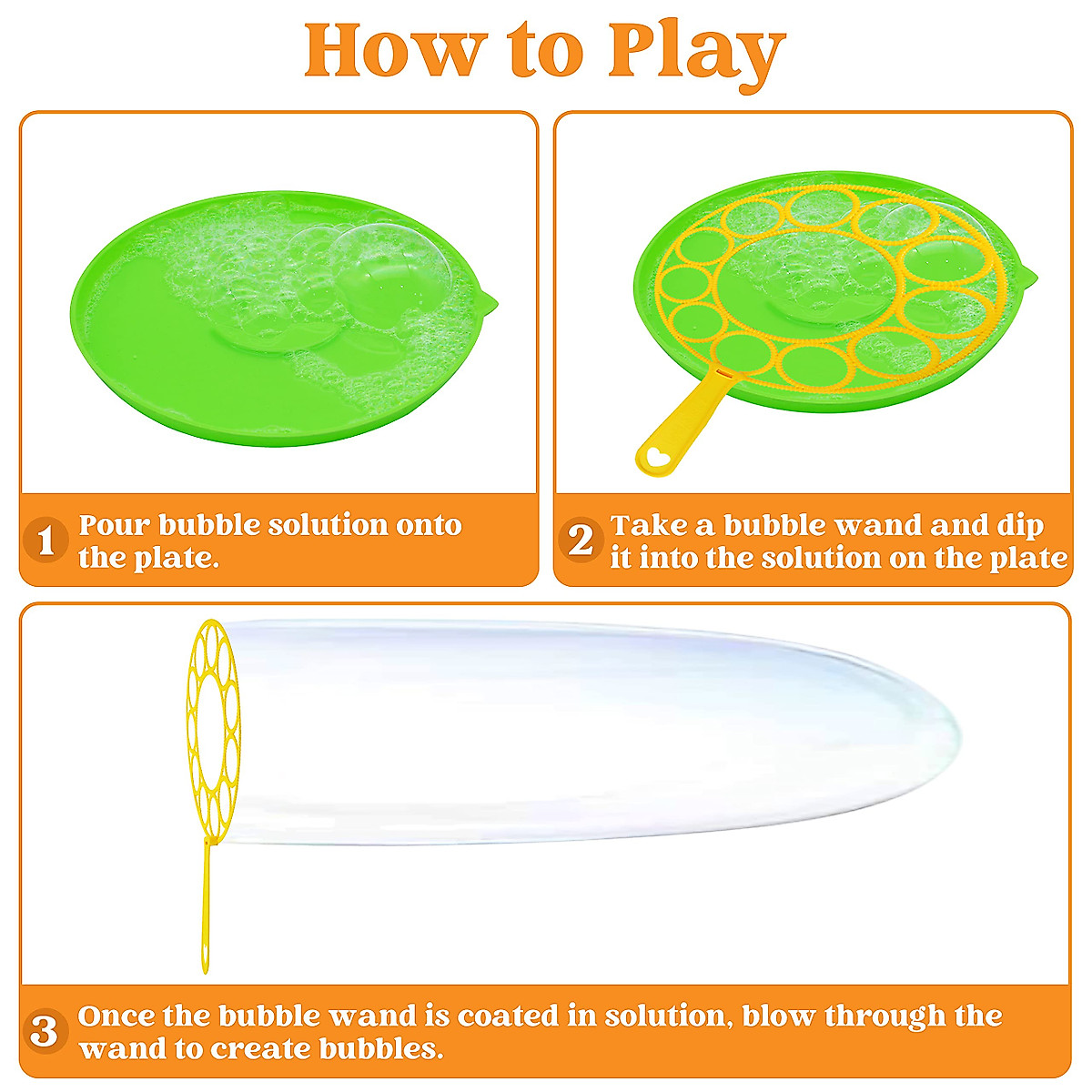 JOYIN Big Bubble Wands Set Bulk for Kids Summer Outdoor Activity Party Favors, 18 Pcs Giant Bubble Maker with Tray, 12" Large, 6 Pcs Solution Suitable for All Age People