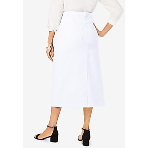 Jessica London Women's Plus Size True Fit Front Button Casual Denim Skirt - 12 W, White