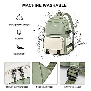 weradar Lightweight backpack For Girls Middle School,cute College School Bags,14 Inch Laptop Bookbag Women,Travel Rucksack For Sports,carry on backpacks for High School(Green)