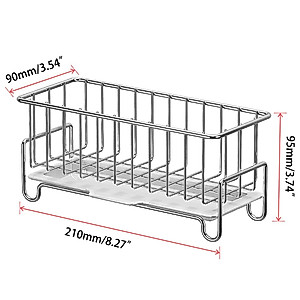 Kitchen Countertop Sponge Holder, SUS 304 Stainless Steel Dish SoapOrganizer, Basket for Cleaning and Scrub Tool, Kitchen Sink Brush Caddy Holder