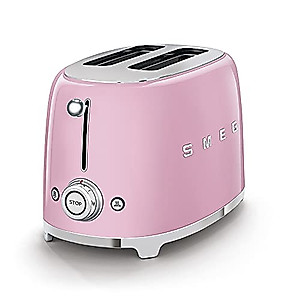 SMEG 2 Slice Toaster with Sandwich Rack Combo, Pink