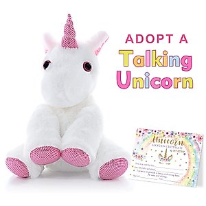 ORIENTAL CHERRY Unicorn Stuffed Animal - Talking Unicorn Interactive Toys - Christmas Birthday Gifts for Girls Teens Kids Age 4 5 6 7 8 9 10 Preschool Kindergarten