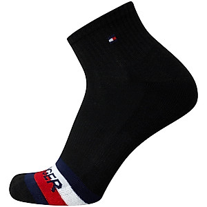 Tommy Hilfiger Men's Quarter Socks - 12 Pack Performance Cushion Comfort Socks - Breathable Athletic Socks for Men (7-12), Size 7-12, Premium Black