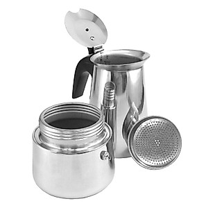 Dependable Industries inc. Essentials Stainless Steel Moka Espresso Coffee Pot Maker Percolator Stovetop Latte Cappuccino Italian Spanish Coffee (Silver, 6 Cup = 12 Ounce)