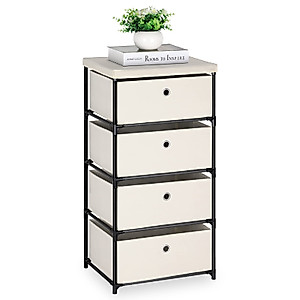 HAITRAL Fabric Storage Chest, Drawer Clothes Organizer - 4 Drawers Storage Organizer Unit for Closet, Easy Assembly Closet Dresser for Dorm, Bedroom, Hallway, Storage Bins (White)