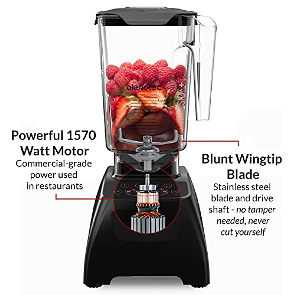 Blendtec Classic 575 Blender wtih WildSide+ Jar (96 oz) and Spoonula Spatula Bundle, Professional-Grade Power, Self-Cleaning, 4 Pre-Programmed Cycles, 5-Speeds, White