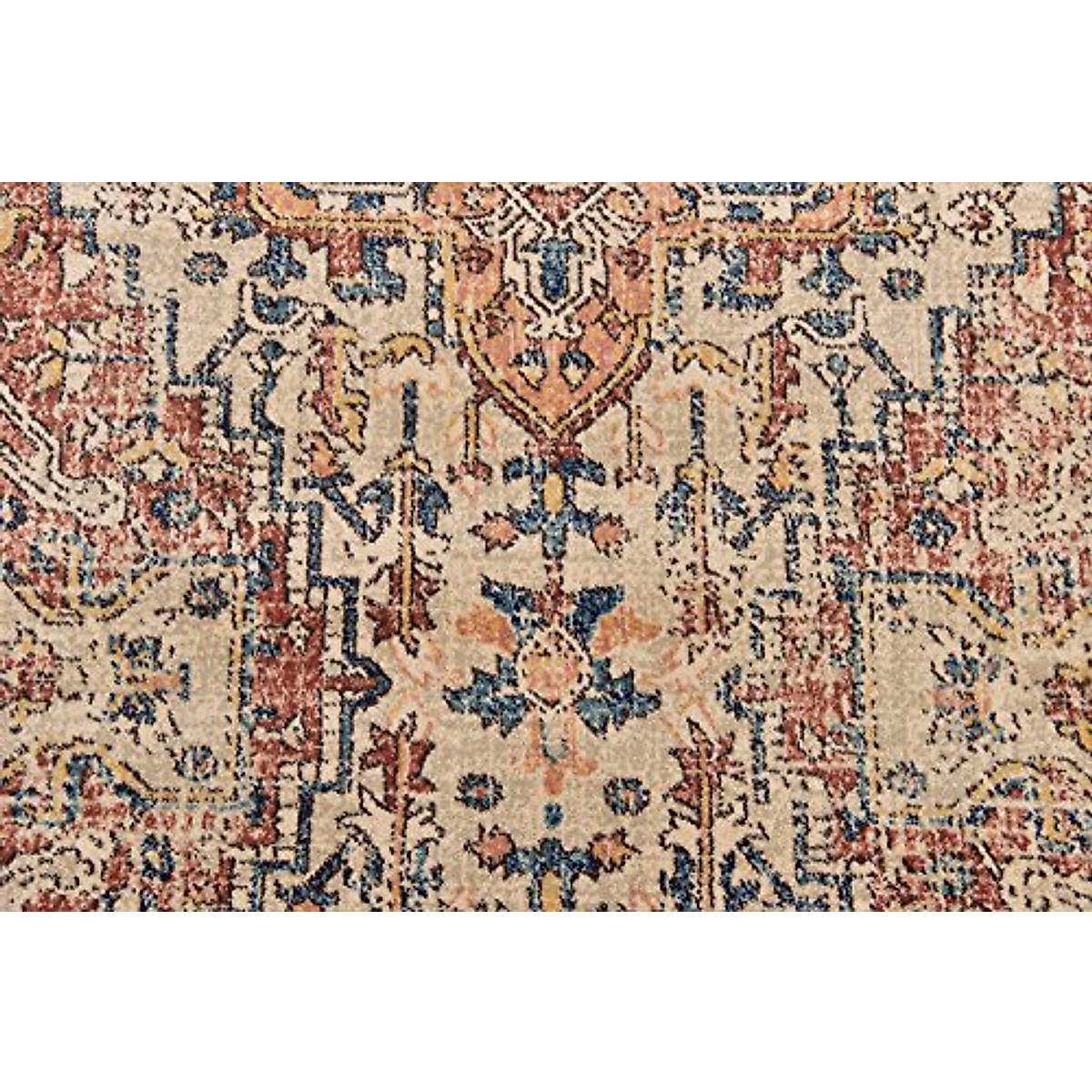 Unique Loom Oslo Collection Distressed Botanical Medallion Beige Runner Rug (3' x 13')