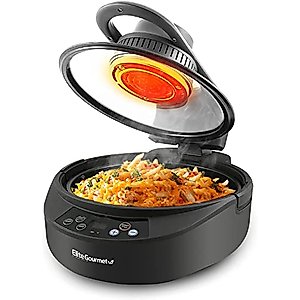 Elite Gourmet EAF4700 Digital 5Qt Air Fryer, Sears, Bakes, Roasts, Top & Bottom Heating Oil-Less Healthy Cooker, Temp/Timer Settings, PFOA-Free, Includes Recipes, Black