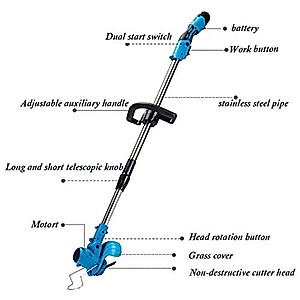 Household Rechargeable Grass Lawn Trimmers, Small Cordless Strimmer, Mower Weeder Multi-Function Lithium Battery Lawn Weeding for Tree Lawn Care Home Gardening Lawn Mower