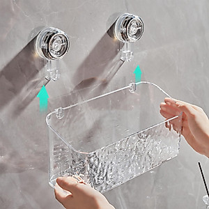Androf Acrylic Transparent Shower Storage, Raidley Easymount Bathroom Storage Shelf - No Drilling Required, Light Luxury Style Glacier Pattern No Drill Clear Wall Caddy Suction Cup Shelf (2PCS-4)