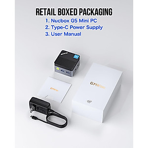 GMKtec Mini PC N97, G5 Micro Desktop Computer, 12th Gen Intel Alder Lake N97 (up to 3.60GHz) 12GB DDR5 256GB Hard Drive for Business, School, Office