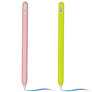 Ultra Thin Silicone Skin Cover Compatible with Apple Pencil 2nd Gen, Protective Silicone Case for iPad Pro 11 12.9 inch 2018 Pencil Case Shockproof Soft Silicone Sleeve(Pink+Glow Green)
