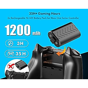 ElecGear Xbox One Vertical Charging Stand with Cooling Fan, 2X 1200mAh Rechargeable Battery Pack for Controller, Games Storage Bracket, Dual Charger Dock for Xbox One, One S, One X and Elite