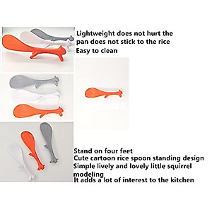 Xianglangsuccess 3pcs Cute squirrel rice non stick spoon, free standing, 3 colours.