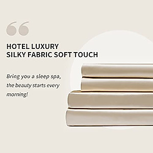 Candoury Satin Sheets Queen Bed Set 4 Pcs, Soft and Durable Pillowcase, Flat Sheet and Fitted Sheet, Hotel Luxury Silky Satin Sheets Set(Queen, Taupe)