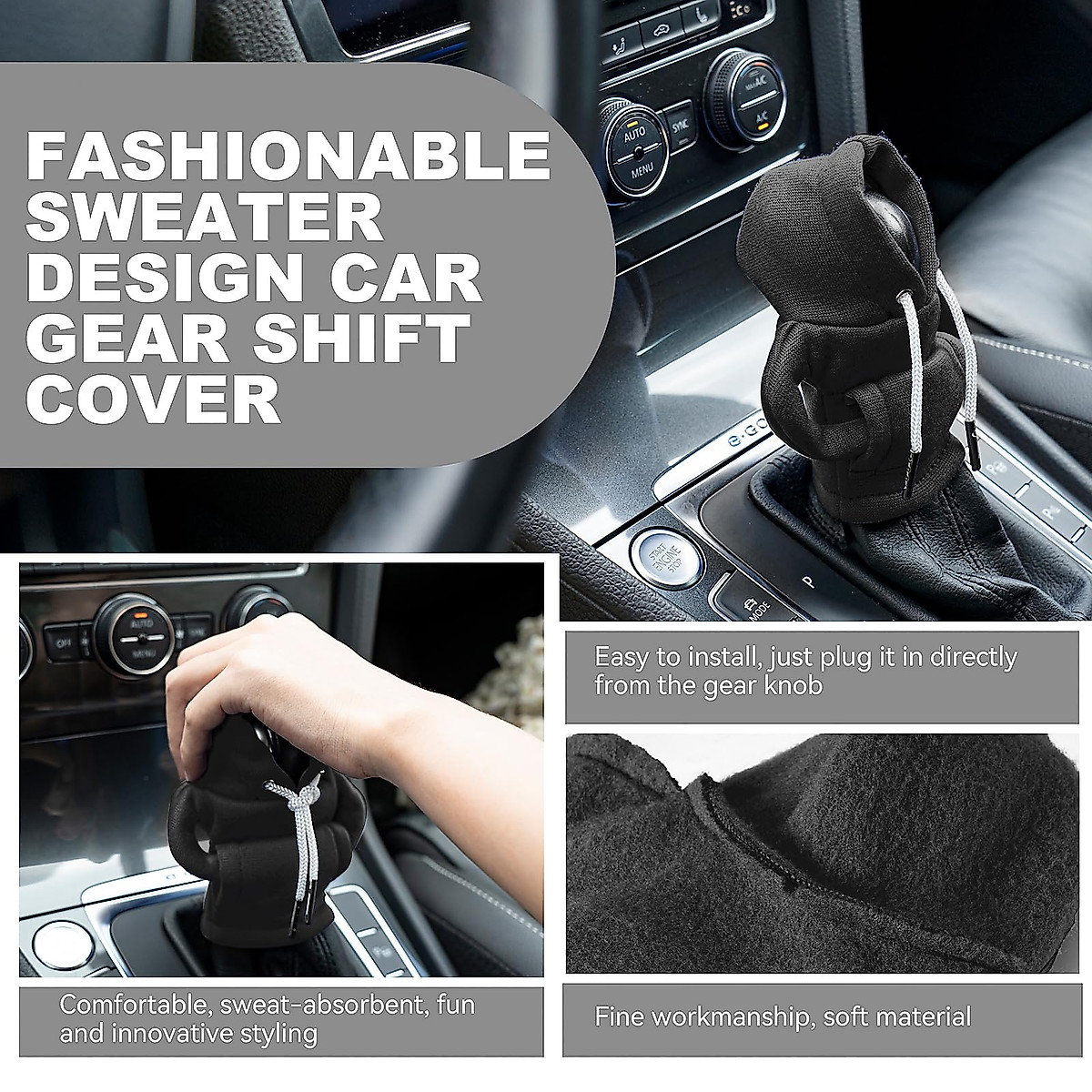 Gear Shift Hoodie, Gear Shift Cover, Universal Car Shift Knob Hoodie, Mini Hoodie for Car Shifter, Automotive Interior Cute Gadgets, Car Accessories and Decorations