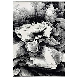 Abani Rugs Modern 7'9" x 10'2" Black & White Floral Swirl Area Rug - Contemporary Geometric 3D Rug, Arto Collection
