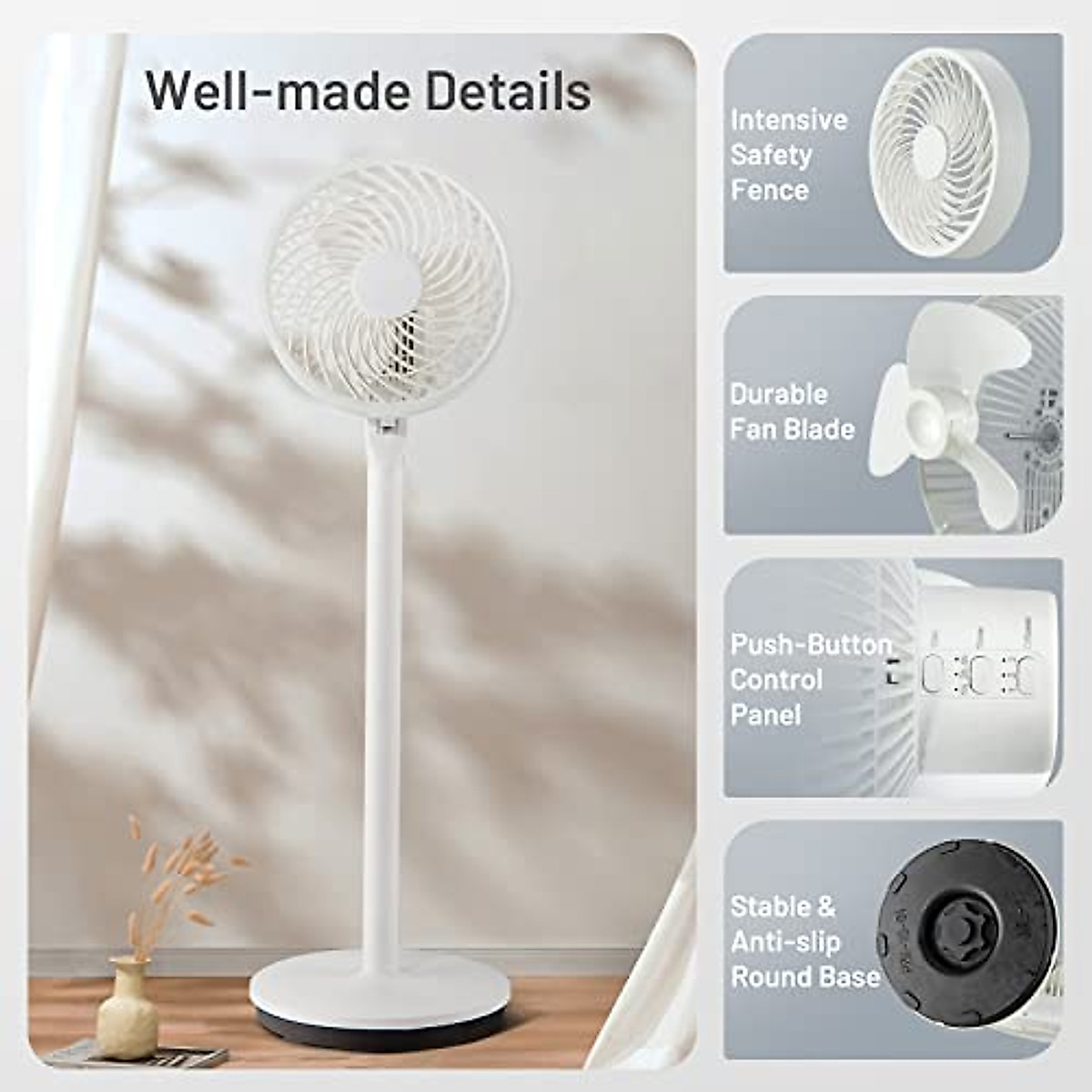 Tangkula Oscillating Pedestal Fan with Remote Control, 3 Heights Standing Fan, Portable Floor Fan with 3 Wind Speeds, 1-7 H Timer, Quiet Stand Fan with 85° Oscillation & 100° Tilt for Home Office