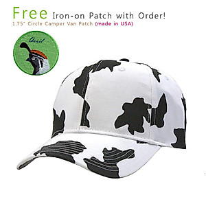 The Vintage Year Milk Cow Adjustable Snapback Baseball Cap White Free Patch (Quail)