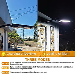 KOMRT 4 Pack Outdoor Solar Lights 168 LEDs Solar Motion Sensor Lights 6500K Security Flood Light Luces Solares for Front Door, Yard, Garage, Deck