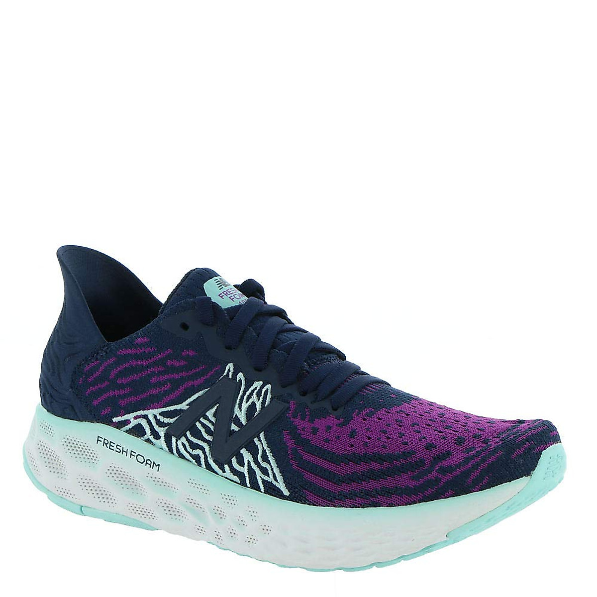 New Balance Women's Fresh Foam 1080 V10 Running Shoe, Plum/Natural Indigo/Bali Blue, 5.5 Wide