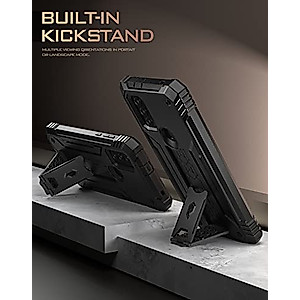 Poetic Revolution Case for Motorola Moto G Power 2022, [20FT Mil-Grade Drop Tested], Full-Body Rugged Dual-Layer Shockproof Protective Cover with Kickstand and Built-in-Screen Protector, Black