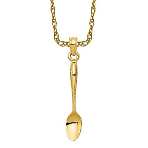 IceCarats 14K Yellow Gold Table Spoon Necklace Charm Pendant 27mm x 5mm Only