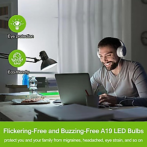 Furoching LED Light Bulb, 80 Watt Equivalent A19 LED Bulb, 12W 6500K Daylight White Non-Dimmable E26 Medium Base Light Bulbs for Home Bedroom Kitchen Living Room Office Lamp, Pack of 4
