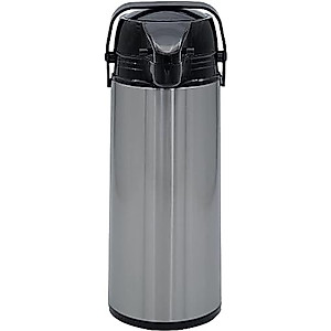 Airpot Coffee Dispenser with Easy Push Button Stainless Steel Double-Wall Vacuum Insulated Thermos Effectively Keeps Beverages Hot or Cold