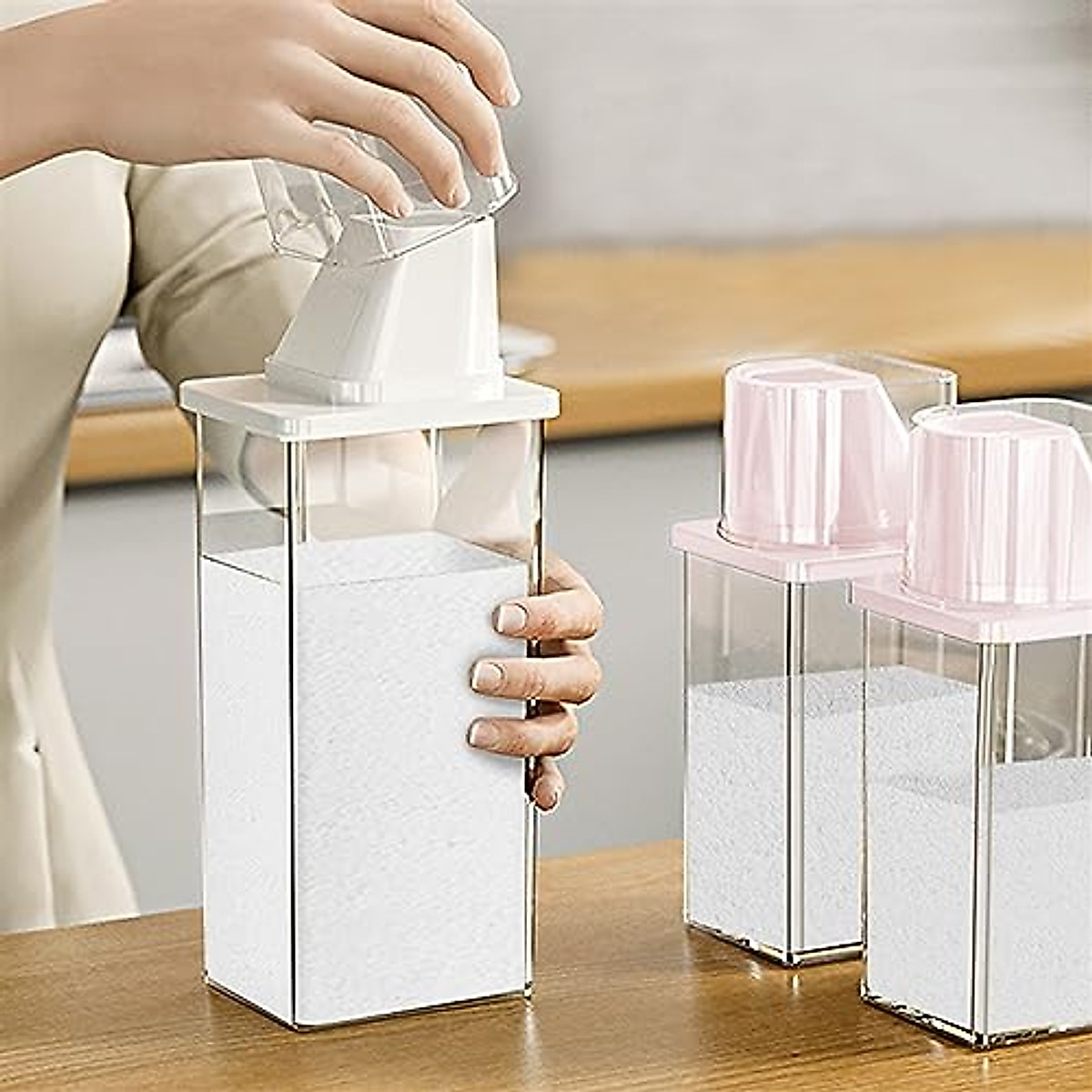 Storage Tank With Measuring Cup, Washing Powder Storage Box, Household Laundry Detergent Storage Bottle, Washing And Care Products Packaging Tank (Color : 1800ML)