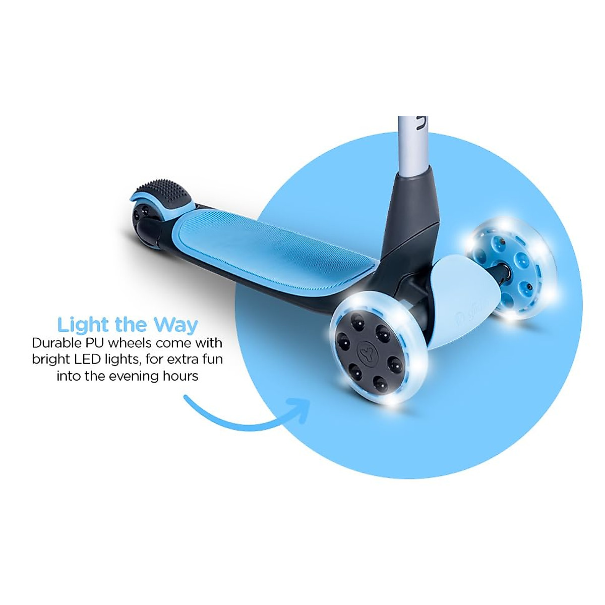 Yvolution Y Glider Nua | Three Wheel Foldable Kick Scooter for Kids with Storage Accessory for Children Ages 3+ Years (Blue)