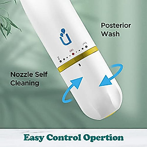 Bidet Attachment for Toilet, Ultra-Slim Bidet for Toilet with Non-Electric Dual Nozzle(Frontal & Rear Wash), Adjustable Water Pressure Bidet Attachment(White/Light Gold)