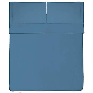 Queen Size Bed Sheets - Breathable Luxury Sheets with Full Elastic & Secure Corner Straps Built In - 1800 Supreme Collection Extra Soft Deep Pocket Bedding Set, Sheet Set, Queen, Denim