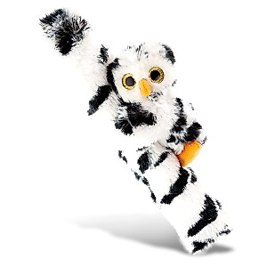 DolliBu White Owl Plush Car Seatbelt Cover - Soft Fluffy Cushion Support for Safety Seat Belt Strap Cover, Decorative Wild Life Stuffed Animal Padded Toy, Cute Vehicle Accessory for Kids & Adults