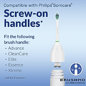 Brushmo Replacement Toothbrush Heads Compatible with Philips Sonicare E-Series Essence HX7022/66 and Other Screw-on Electric Toothbrush Models, BM716, Compact Size, 6 Pack