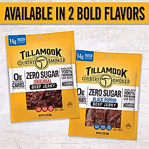 Tillamook Country Smoker Keto Friendly Zero Sugar Beef Jerky, Original, 6.5 Ounce