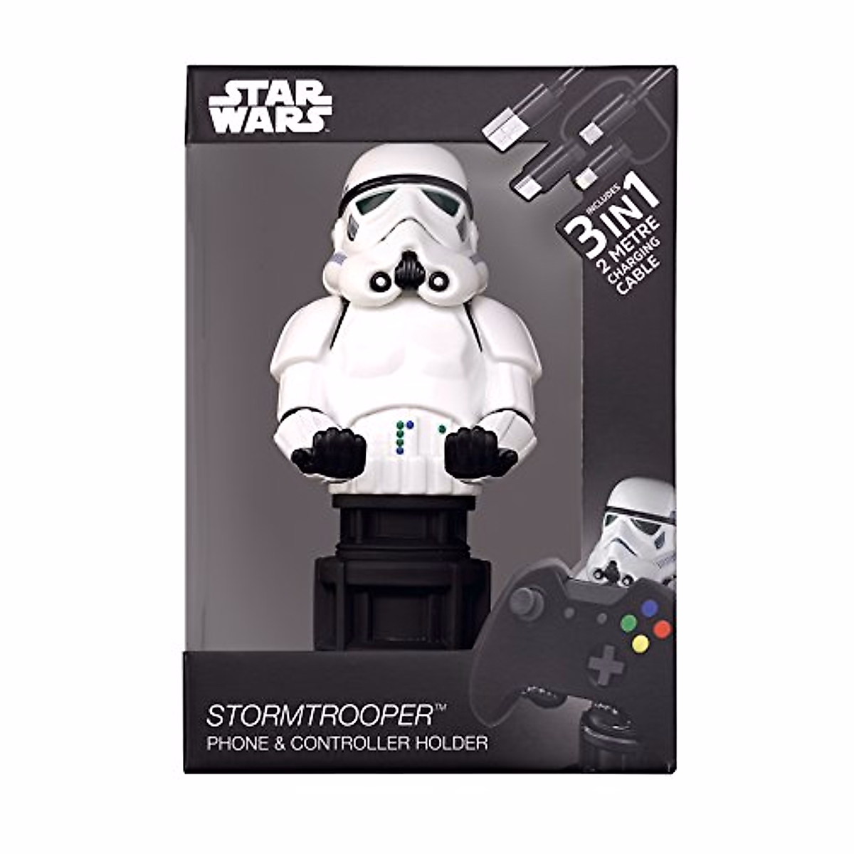 Exquisite Gaming: Star Wars: Stormtrooper - Original Mobile Phone & Gaming Controller Holder, Device Stand, Cable Guys, Collectable Licensed Figure