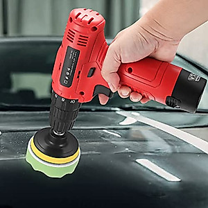 YOUYIDUN 16 Pcs Car Foam Drill Polishing Pad Kit, Car Polishing Pad kit, with Car Sponge Buffing Polishing Pads, Wool Drill Adapter Pads for Car Foam Drill, Sanding, Buffing, Waxing